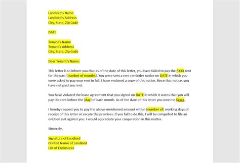 Late Rent Letter Template Late Rent Letter Resignation Template Late