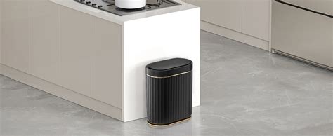 Elpheco Black Bathroom Trash Can With Lid 2 Gallon Sensor
