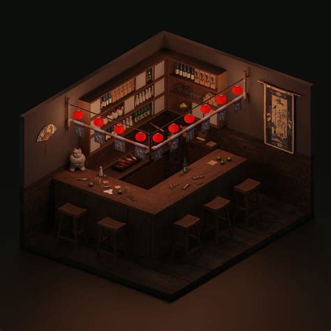 Artstation 3d Vintage Japanese Bar Asset