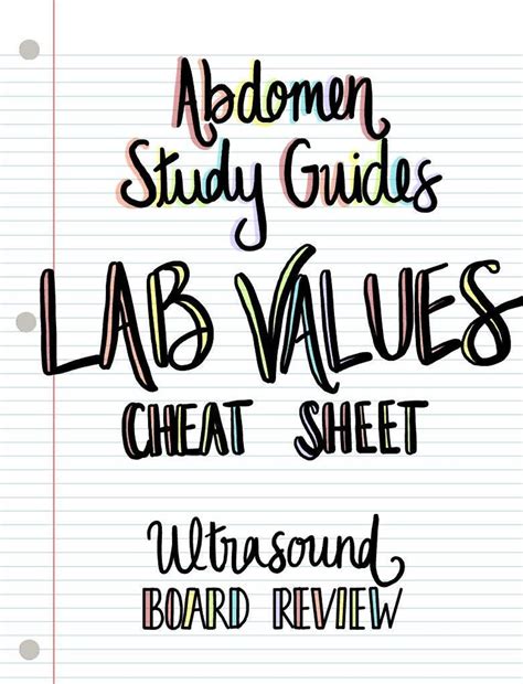 Lab Values Cheat Sheet Etsy