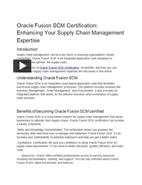 Ppt Oracle Fusion Scm Certification Enhancing Your Supply Chain