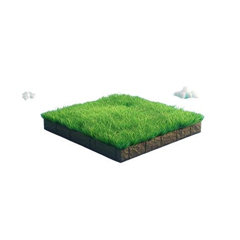 Isometric Empty Grass Field With Sky And Clouds 48411974 Png
