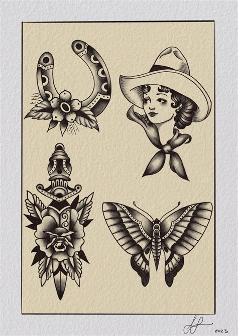 American Traditional Tattoo Flash Sheet