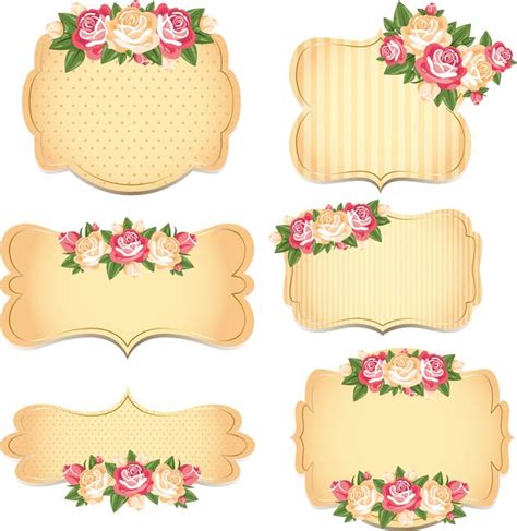 Blank Yellow Labels Card With Flower Vector Flower Label Template