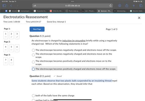 Solved An Electroscope Is Charged By Induction Bygrounding