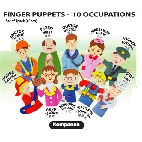 Finger Puppets 10 Occupation Puppet Jari Watak 10 Pekerjaan Set Of