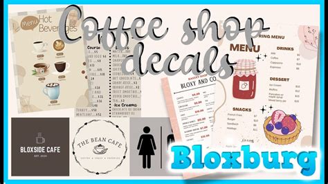 Coffee Shop Decal Codes In Bloxburg Restaurant Menus Cafe Signs