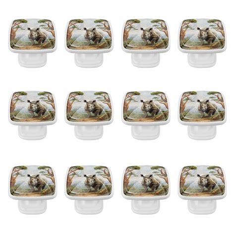 12 Pcs Modern Cabinet Knobs Bathroom Drawer Handles Rhinoceros Handle