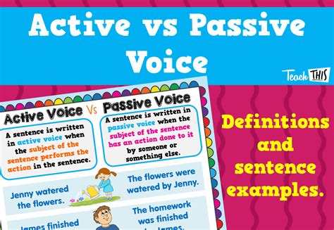 Active Passive Voice Poster Teacher Resources And Classroom Games