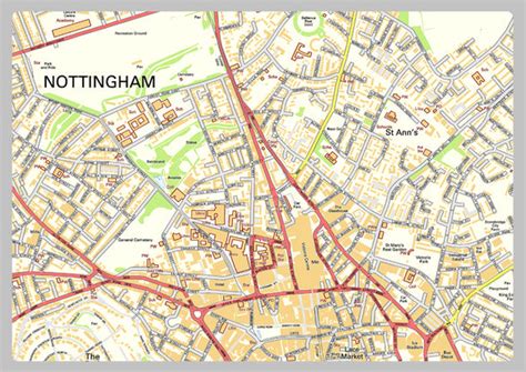 Nottingham Street Map I Love Maps