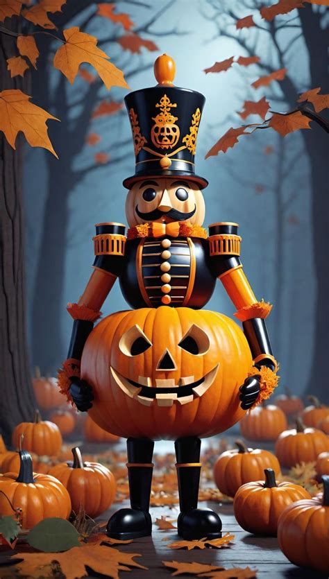 Pumpkin 🎃 Nutcracker 💂at Halloween Wallpaper Nutcracker Digital Art