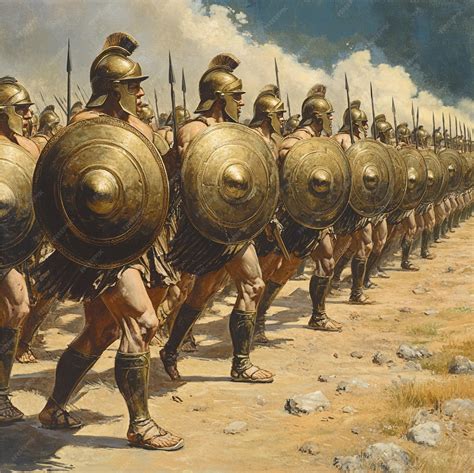 Ancient Greek Hoplites In Phalanx Formation Premium Ai Generated Image