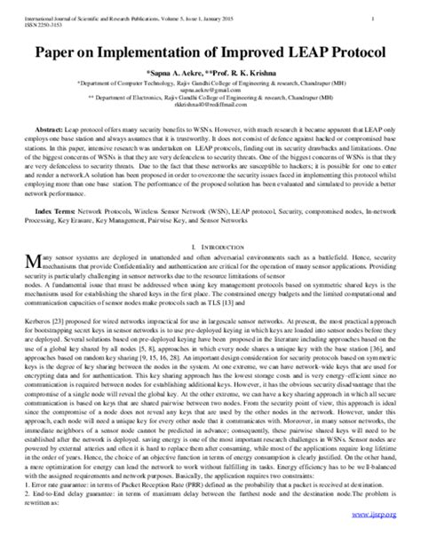 Pdf Paper On Implementation Of Improved Leap Protocol