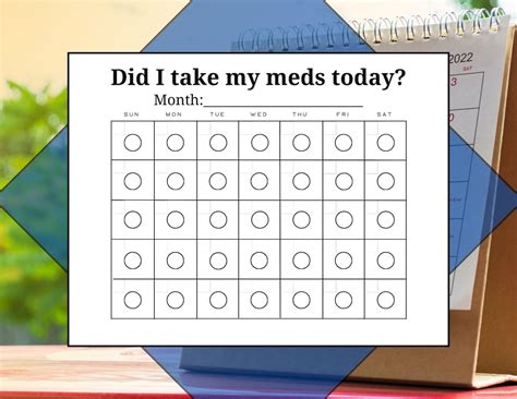 Medication Calendar Reminder For Meds Checklist Planner For Medicine Pill Organizer Calendar