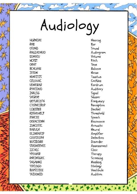 Audiology Word Scramble Worksheet Activity By Brainy Words Tpt