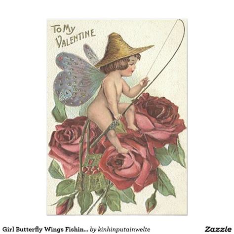 Girl Butterfly Wings Wedding Invitation Victorian Valentines