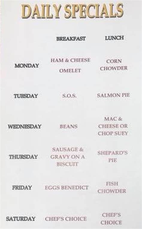 Bees Snack Bar Menu Winslow Me