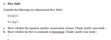 solved flow fields consider the following two dimensional