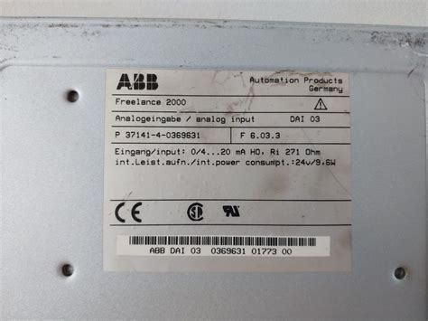 Abb Dai 03 P 37141 4 0369631 Analog Input Module Freelance 2000