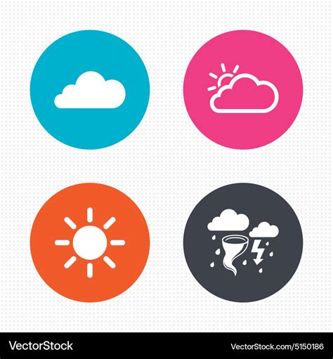 Weather Icons Cloud And Sun Storm Symbol Royalty Free Vector