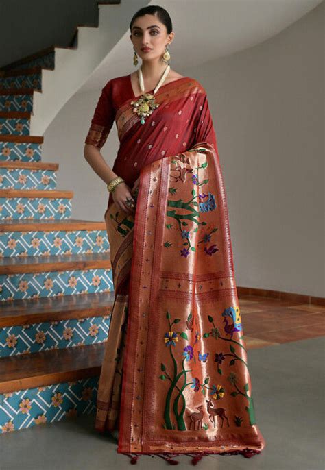 Buy Banarasi Saree In Maroon Online Spta16377 Utsav Fashion