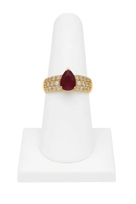 Natural Tear Drop Ruby And Diamond Ring Cooks Jewelry