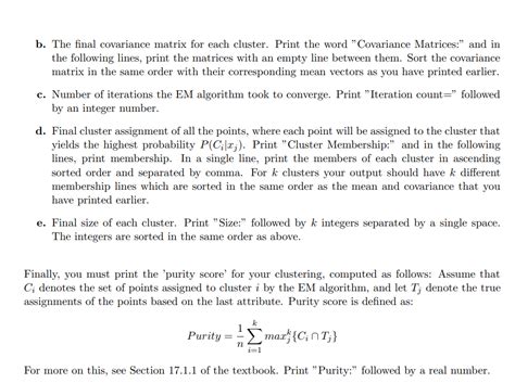 B The Final Covariance Matrix For Each Cluster Chegg