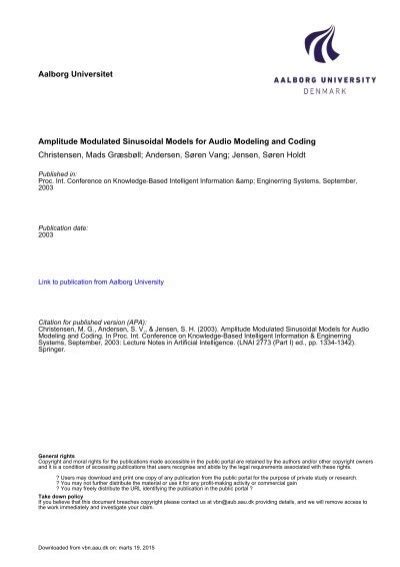 Amplitude Modulated Sinusoidal Models For Audio Mp3tech