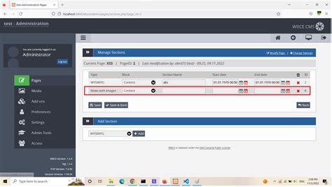 Xss Via Modul Post Loop In Pages · Issue 525 · Wbcewbcecms · Github