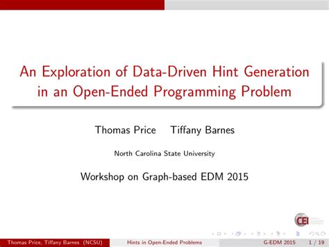Ppt An Exploration Of Data Driven Hint Generation In An Open Ended Powerpoint Presentation