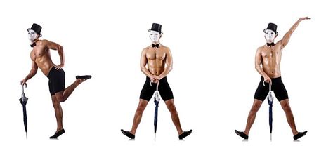 Naked Muscular Mime Isolated On White Background And Picture For Free