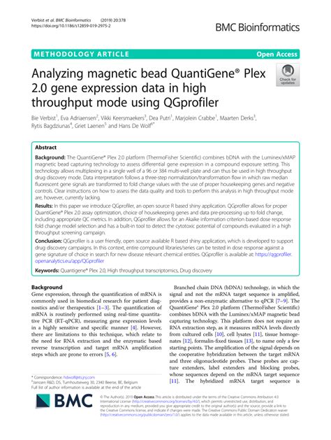 Pdf Analyzing Magnetic Bead Quantigene® Plex 20 Gene Expression Data