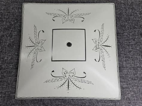 Large Vtg Square Glass Ceiling Light Fixture Cover 1375 Inches Square
