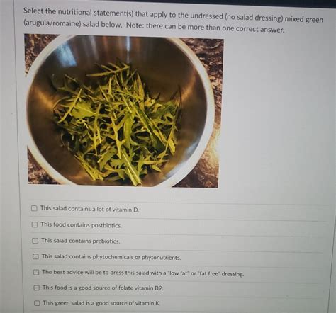 Solved Select The Nutritional Statement S That Apply To The