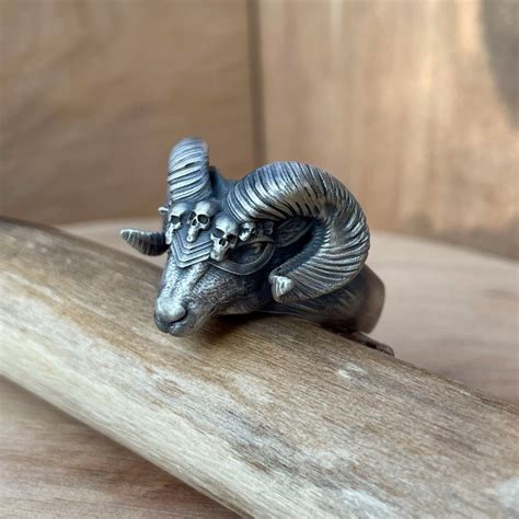 Silver Ram Head Ring Mens Aries Ring 925k Sterling Ram Ring Unique Biker Ring For Man Gothic