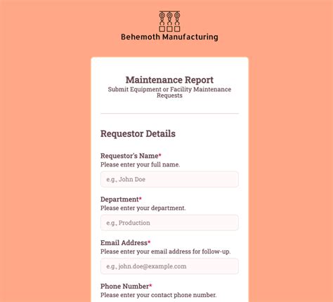 Maintenance Request Form Form Falcon