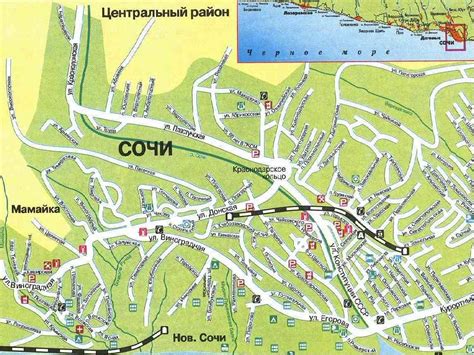 О карте Сочи с достопримечательностями: улицы города и окрестности
