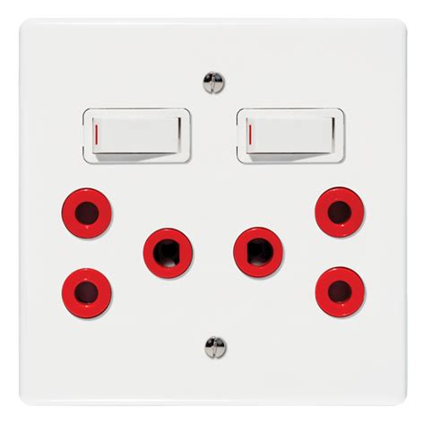 Classic Double Dedicated Socket 164 4 Red Switched White On 4x4 Yoke