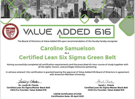 Sixsigmacertification Greenbeltsixsigma Caroline Samuelson