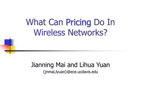 ppt what can pricing do in wireless networks powerpoint presentation