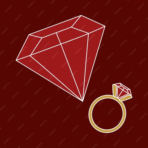 Premium Vector Red Ruby Ring Jewellery Precious Accessory Set Vector