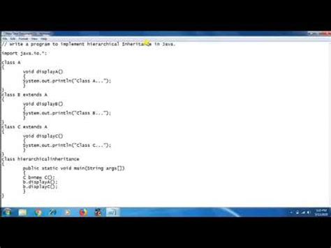 Write A Program To Implement Hierarchical Inheritance In Java In Hindi YouTube