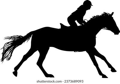 Black White Illustration Jockey Horse During Stock Vector Royalty Free