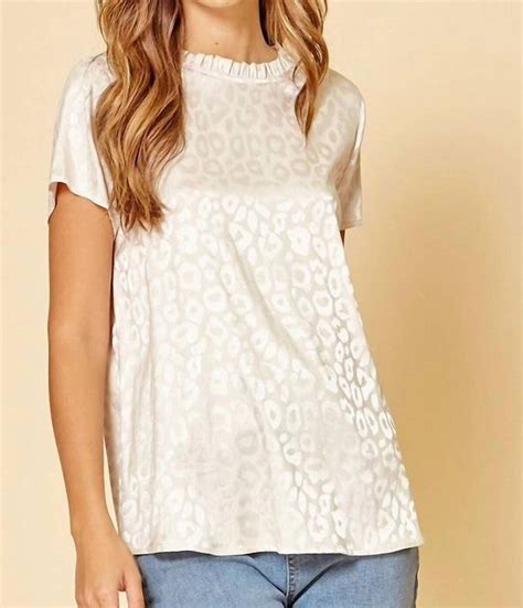 Buy Savanna Jane Short Sleeve Satin Leopard Top In Champagne White At