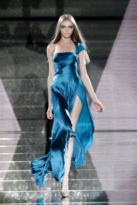 Versace Ss06 Blue Runway Dress Versace Ss07 Runway Glam One