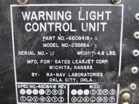 6608416 5 Ra Nav D3566a 5 Aircraft Flight Warning Control Box