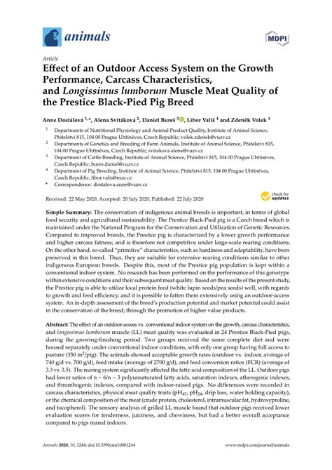 Pdf Effect Of An Outdoor Access System On The Growth Performance Carcass Characteristics And