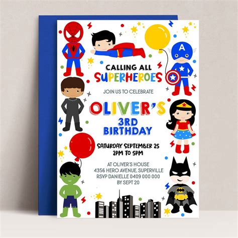 Superhero Party Invitation Instant Download Superhero Invitation