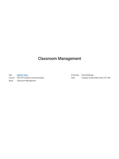 Classroom Management Pdf Classroom Management Teachers