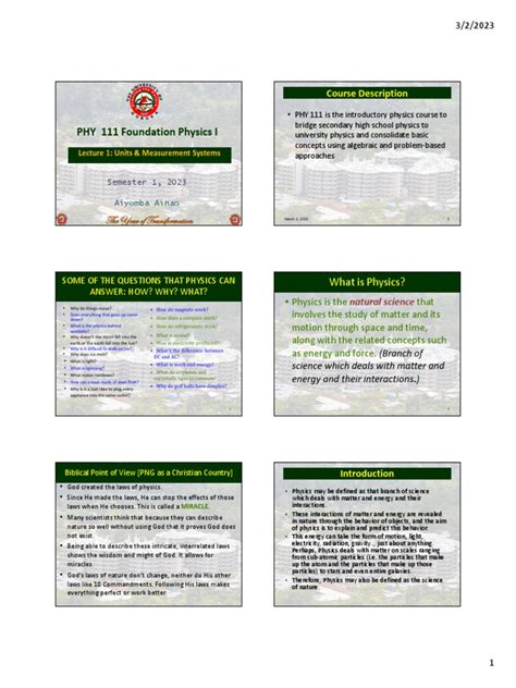 Lecture 1 Units And Measurement Pdf International System Of Units